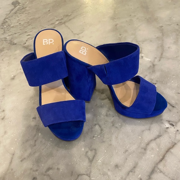 bp | Shoes | Bp Blue Suede Sandal Slide Heals Size 5 | Poshmark